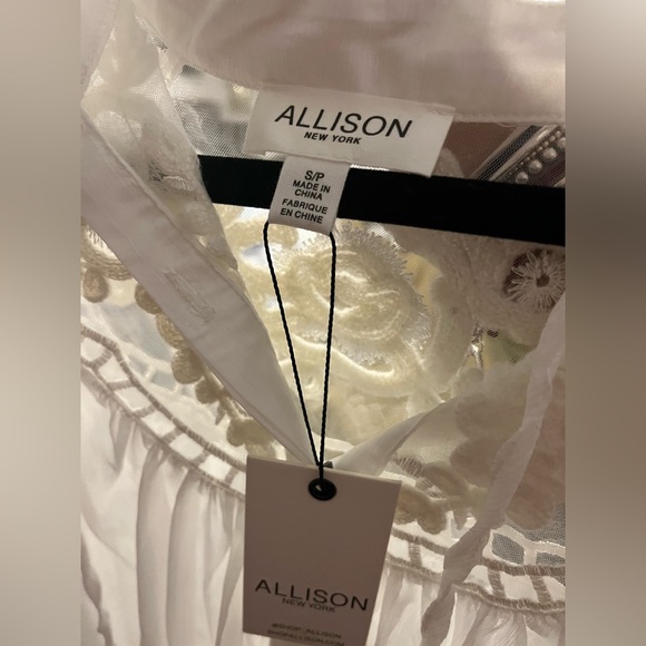 Allison New York | Tops | Allison New York White Lace Chiffon Top ...
